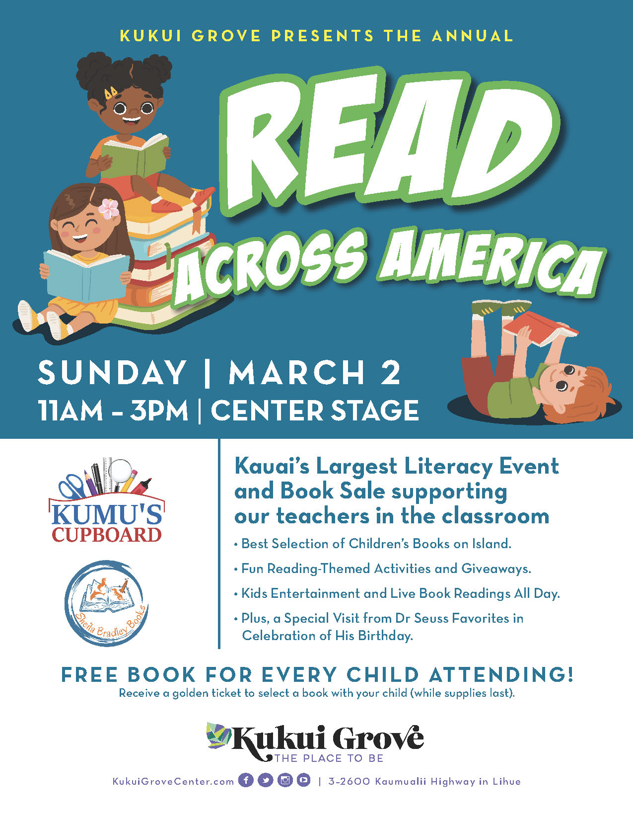 Read Across America Celebration and Book Giveaway 2025 | Kukui Grove Center